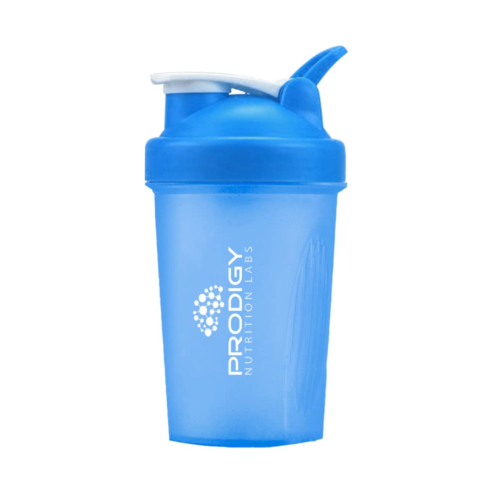 Prodigy Nutrition Labs Premium Shaker Bottle Perfect for Protein Shakes and Pre Workout -14 Ounce (Blue)