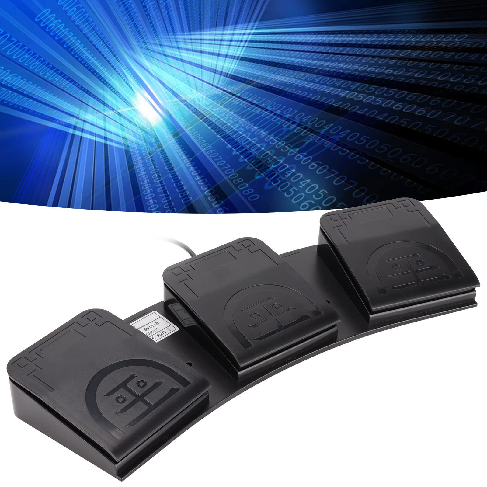 PC Gaming Foot Pedal, Mechanical USB Foot Switch 3 Key, Support MIDI Multifunction Ergonomic Sensitive for Game Media Instrument