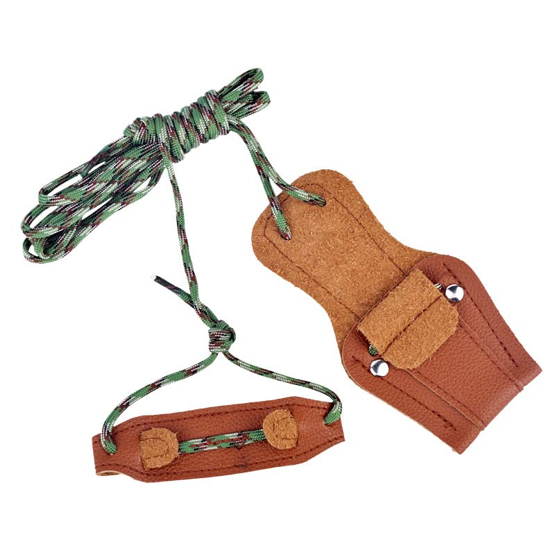 LWANO Archery Recurve Bow Stringer Tool for Recurve Bow and Longbow Accessories(Nylon Rope & Leather) (Brown)