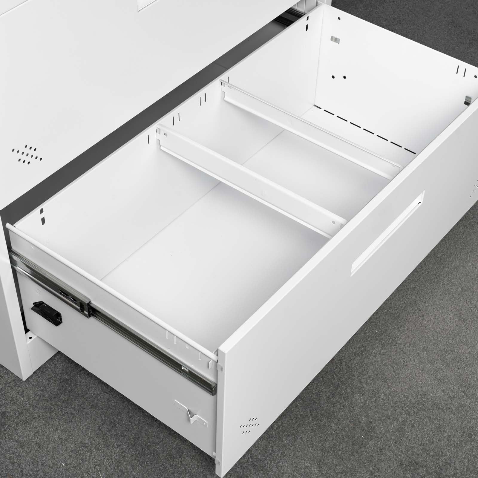 Lateral File Cabinet with Lock, 2 Drawer Large Metal Filing Cabinet, Home Office Lockable Storage Cabinet for Hanging Files Letter/Legal/A4 Size, Large Deep Drawers-Assembly Required (White)