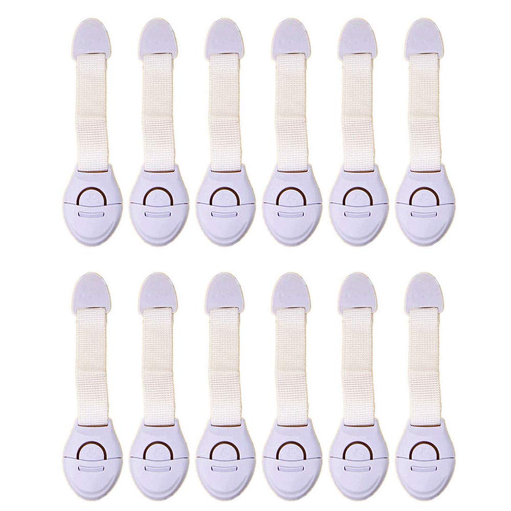 LINNDDER_12 Pack Of White Drawer Child Locks Safety Locks For Cabinets Refrigerator Lock Child Prevent Children From Opening Drawers, Cabinets, Refrigerators, Microwave Ovens, Trash Cans, Toilets,