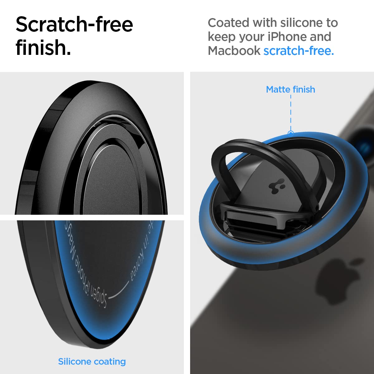 Spigen O-Mag Ring (MagFit) Camera Webcam Mount for MacBook, Magnetic Phone Holder Grip Designed for MagSafe (MacBook Pro, Air, iPhone 14 Pro Max, 14 Pro, 14 Plus, 14, 13 and 12 Series) - Black