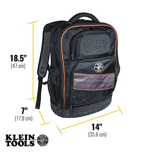 Klein Tools 55456BPL Laptop Backpack / Tool Bag, Water Resistant Technician Backpack, Padded for 1-Inch Thick Laptop or Tablet, 25 Pockets