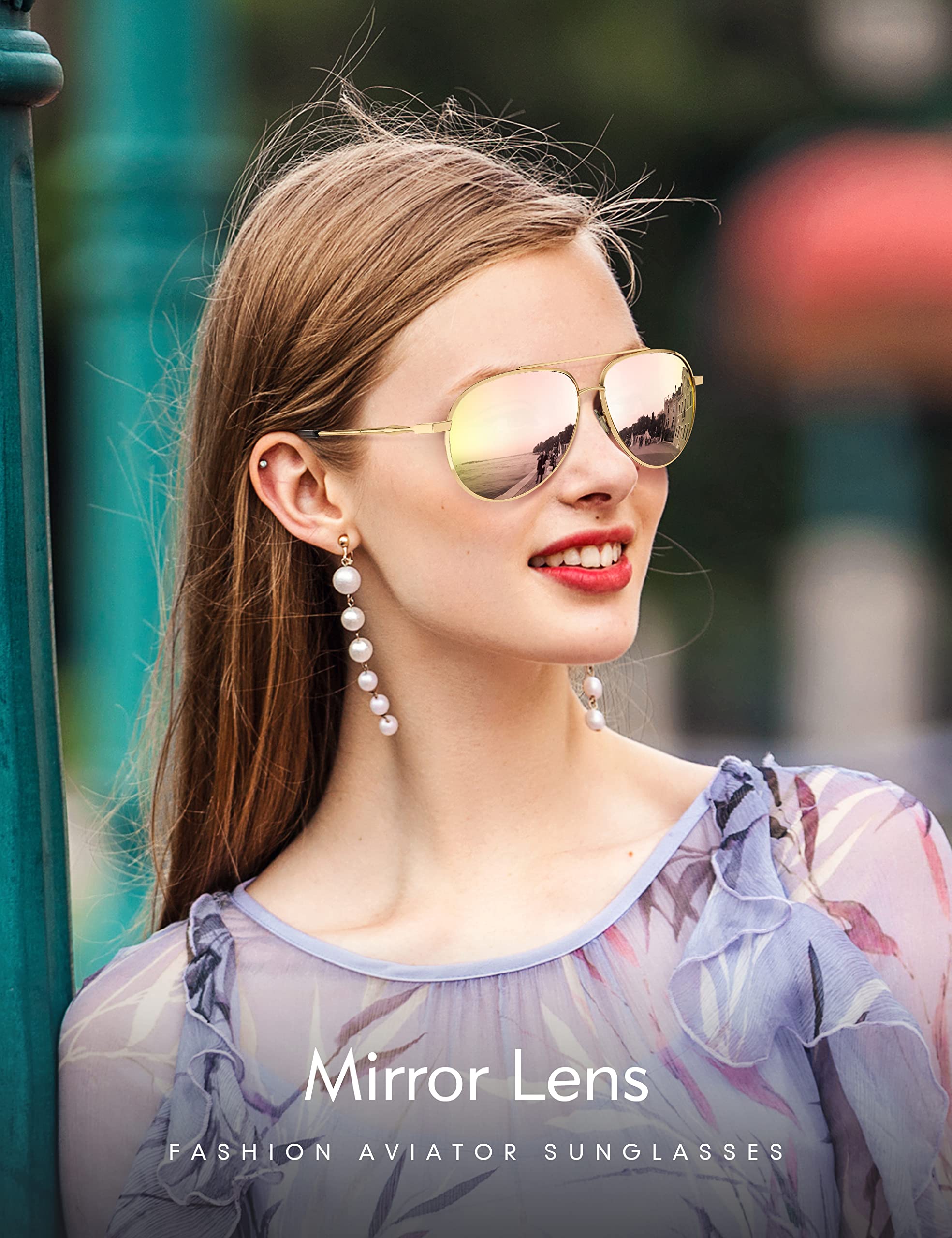 LUENX Men Women Aviator Sunglasses Polarized - UV 400 Protection Black Non Mirror Lens Metal Frame with Accessories 60mm