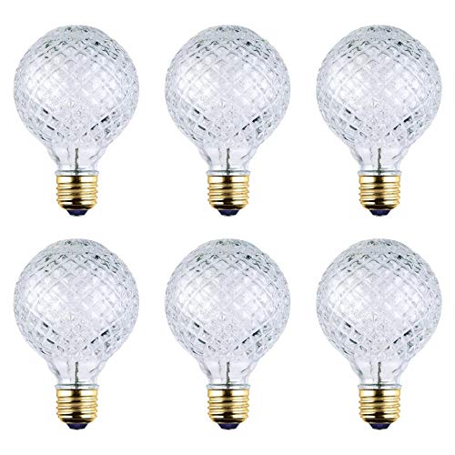 LABORATE LIGHTING, Halogen Light Bulbs, Decorative Light Bulbs, Cut Glass, Outdoor/Indoor Vanity Light Bulb, 40 Watt Halogen Bulb, Completely Dimmable, Pack of 6.