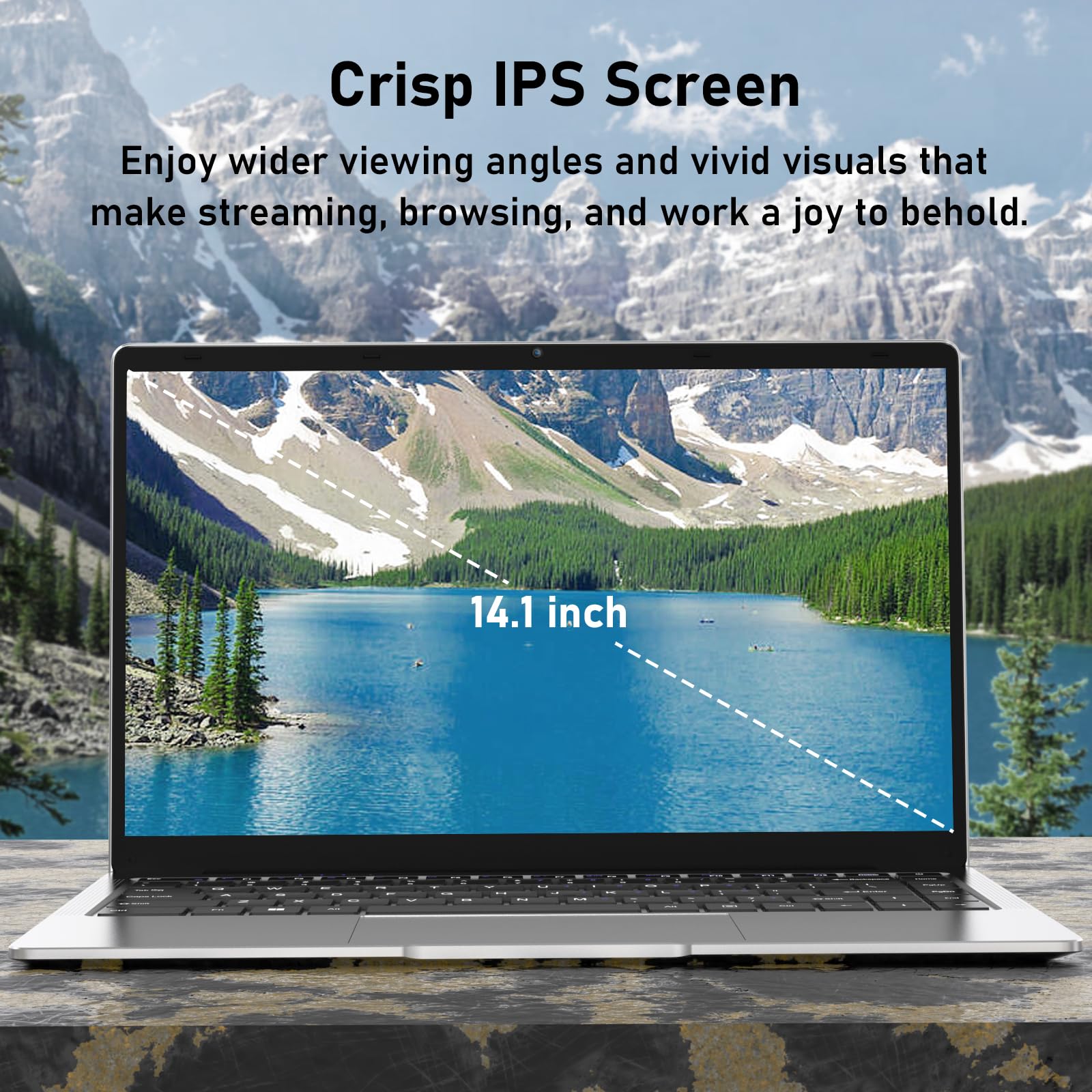 KurieTim Laptop Computer 8GB DDR4 256GB SSD Quad-Core Intel Celeron J4105(Up to 2.5GHz), 14.1 inch 1080P FHD Traditional Laptops, WiFi, Webcam, USB3.0, Mini HDMI, Windows 11 Pro