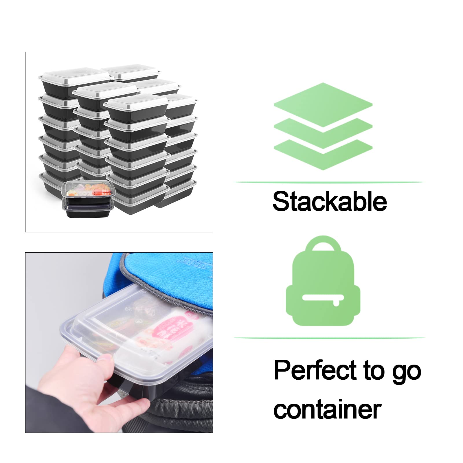 LZCY 50-Pack Meal Prep Containers, 28OZ Extra thick Microwavable Food Storage Containers With Lids, BPA-Free Food Grade Lunch Boxes Stackable, Dishwasher/Freezer Safe, L03