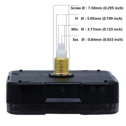 TIKROUND Youngtown 12888 Quartz DIY Wall Clock Movement Mechanism Repair Parts Replacement Kit Sweep Silent Movement,17 mm (43/64 inch) Shaft Length 9.5 mm (3/8 inch) Thread Length.