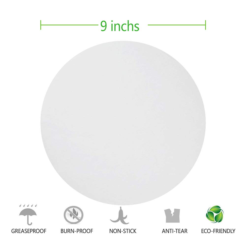 Parchment Paper Baking Circles, 9 inch Diameter Round Non-Stick Parchment Paper Liner for Baking Cakes, Cooking, Dutch Oven, Tortilla Press, Grill, Toaster, Pizza ( 100 Pieces )