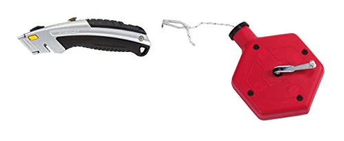 Stanley Tools 10-78876 6-5/8in. Instant Change Retractable Knife 10-788 and MD 00760 100ft. Chalk Reel Value Pack