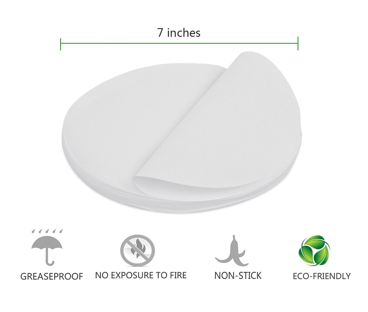 Parchment Paper Rounds 7 Inch Diameter Precut for Baking 100pcs - Non-STICK 7'' Cake Pan Liner Circles, Perfect for Cheesecake Pan Springform Pan Bundt Pan Steamer and Air Fryer