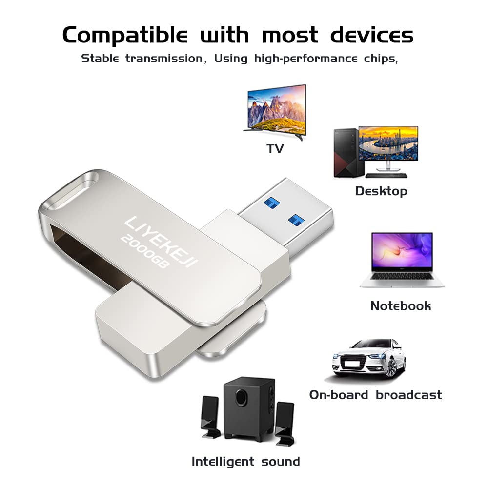 USB Flash Drive 2TB,USB 3.0 Pen Drive Memory Stick 2000gb for PC/Laptop High-Speed Thumb Drive Storage Drive with Rotated Design (2000GB)