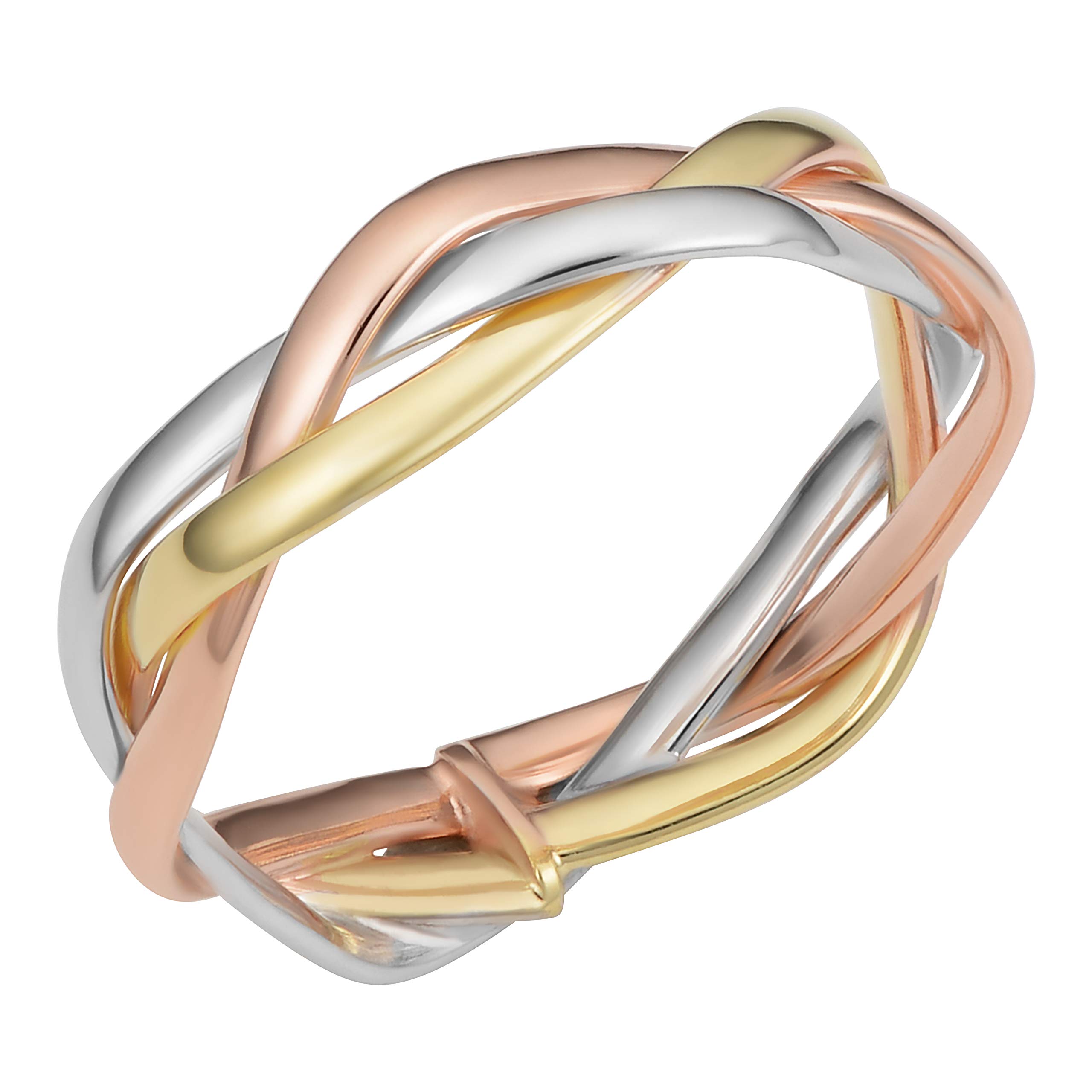 Kooljewelry 14k Tricolor Gold Braided Ring (size 6)