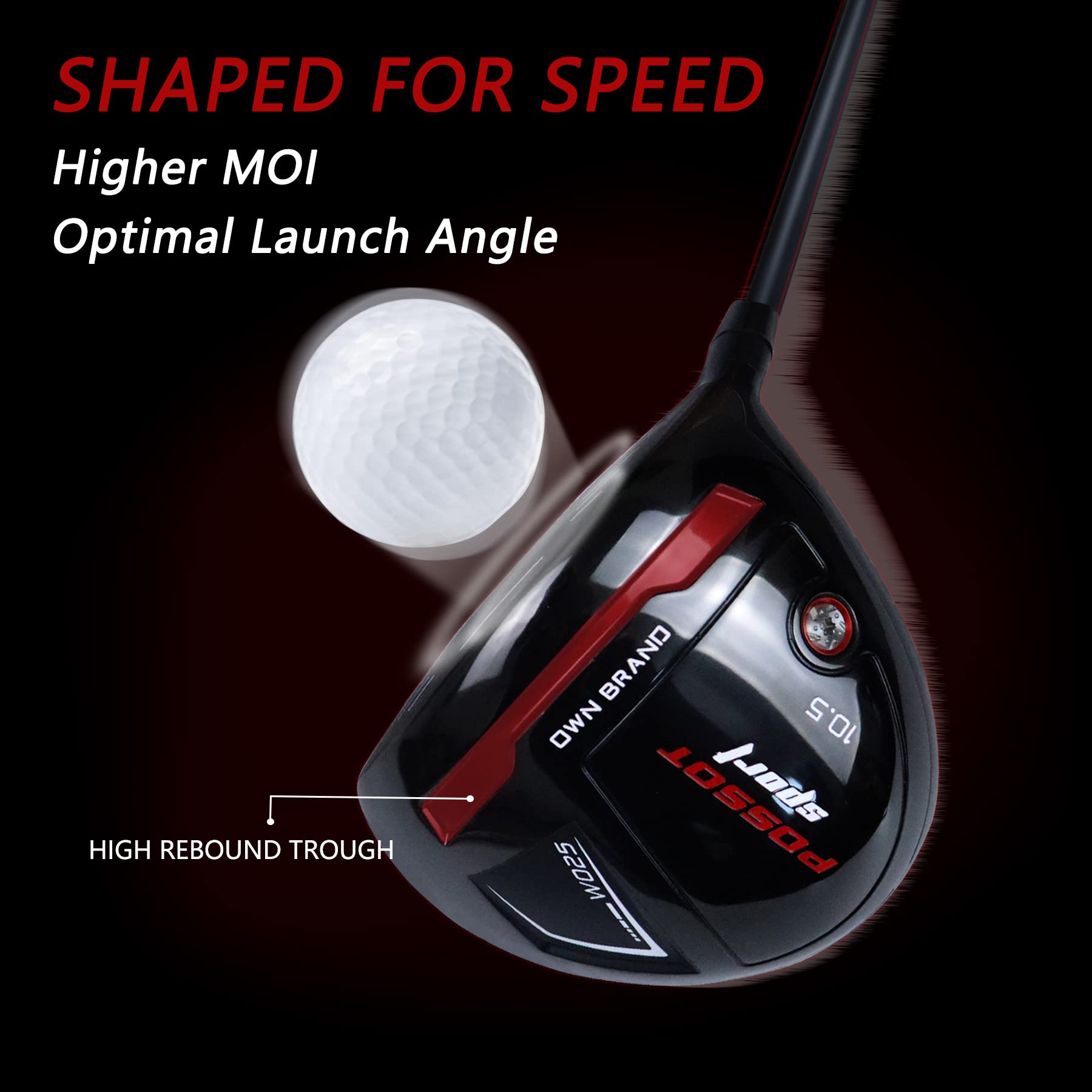 POSSOT Golf Driver, Titanium Golf Drivers for Men Right Handed 10.5 Degrees of Loft, 45 Inch Driver Golf Club Available in Regular and Stiff Graphite Shaft, 470CC…