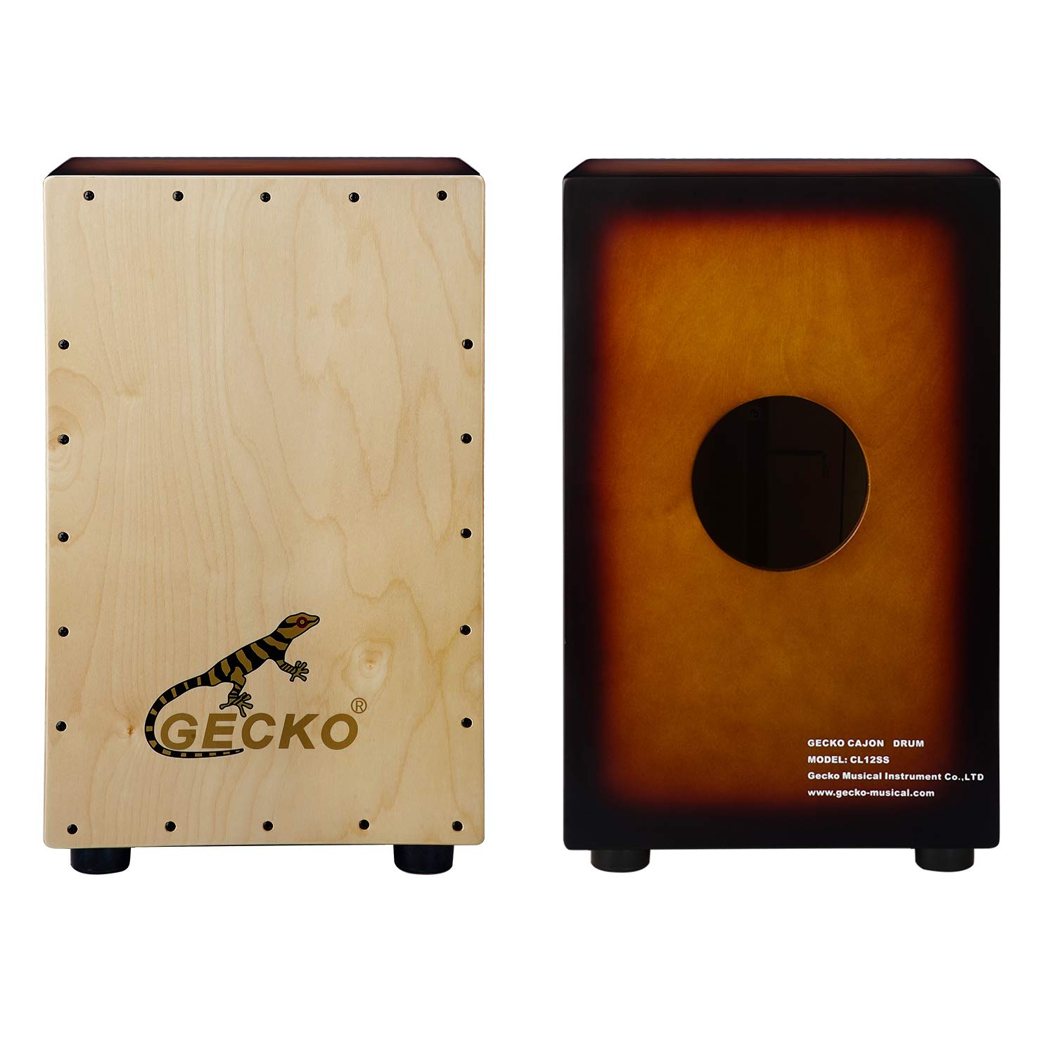Latest GECKO Cajon BOX Drum-Wooden Percussion Box, with Internal Adjustable Guitar Strings,2-YEAR WARRANTY
