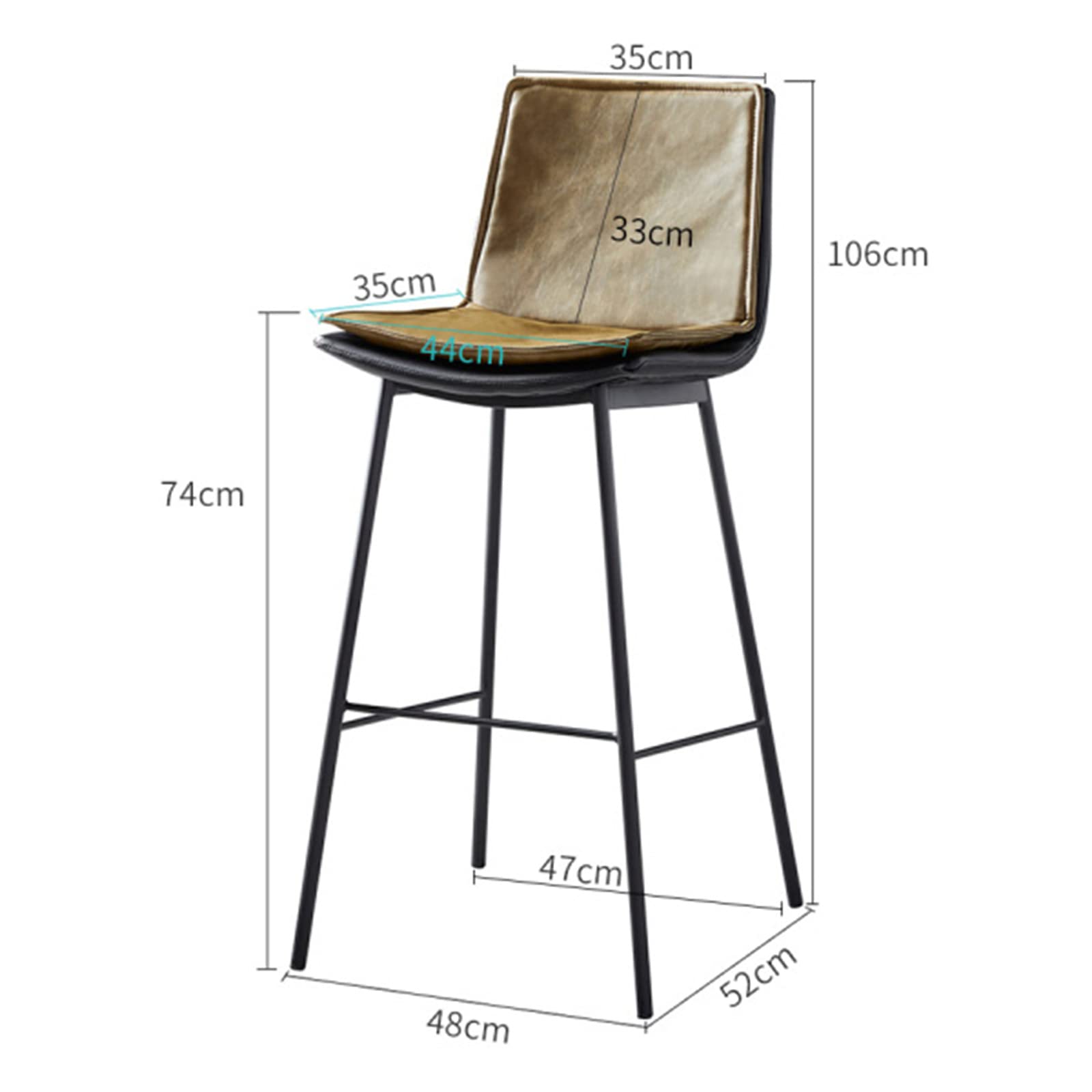 JHKZUDG Saddle Leather Bar Stools Set of 2,Counter Height Bar Stools,Modern Kitchen Island Bar Stools,Metal Dining Chairs Shop Stool,Urban Industrial Counter Chairs for Kitchen Island,Camel