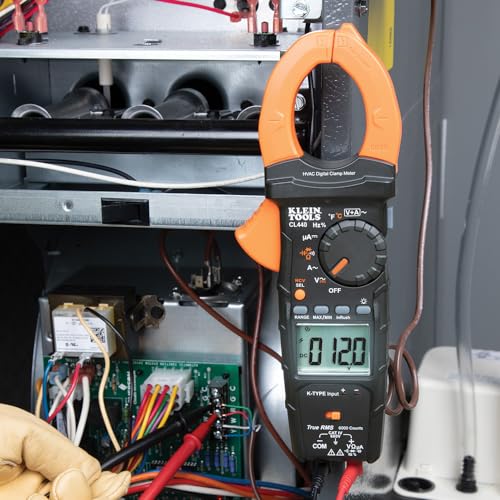 Klein Tools CL440 Clamp Meter, HVAC Meter with TRMS Tests AC/DC Voltage, AC Current, Temperature, DC micro amps, More