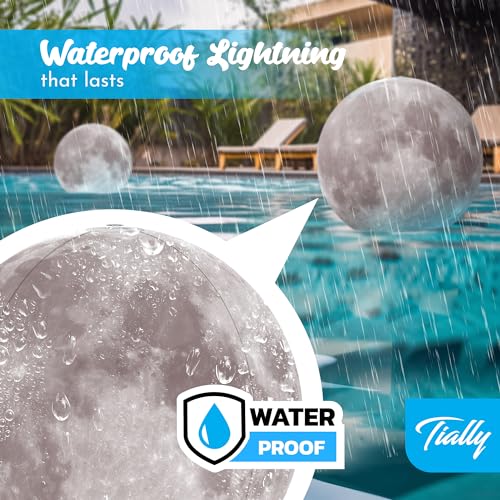 TIALLY Full Moon Floating Pool Lights β 14β Solar Pool Lights That Float, Led Pool Light Glow Ball - Pool Accessories and Gifts for Pool Owners - Set of 2 Led Balls