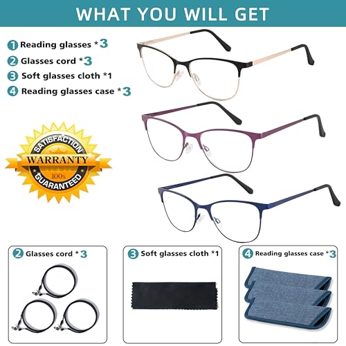 JCUANGR Oversized Reading Glasses For Women Fashion Cat Eye Blue Light Blocking Big Frame Stylish Cheaters Designer Lightweigth Womens Metal Readers Large Ladies Computer Wide Reader Eyewear +2.0