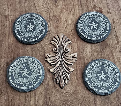 Texas State Seal, Texan Gifts, HANDCRAFTED Texas Lonestar Coasters, Wedding Gift, Texan Coasters, 4" Texas State Seal Coasters, Set of 4