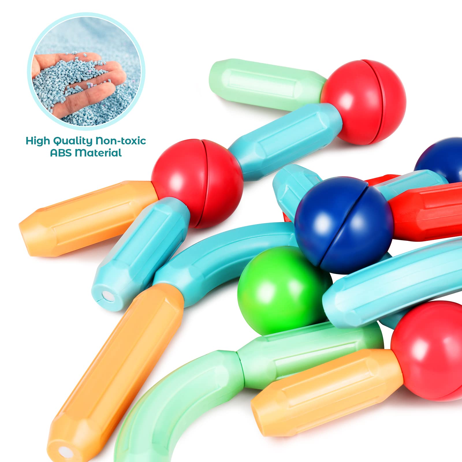 Ragstone Magnetic Building Sticks Blocks, 130Pcs 3D Educational STEM Toys Learning Magnet Construction Toy for Boys Girls