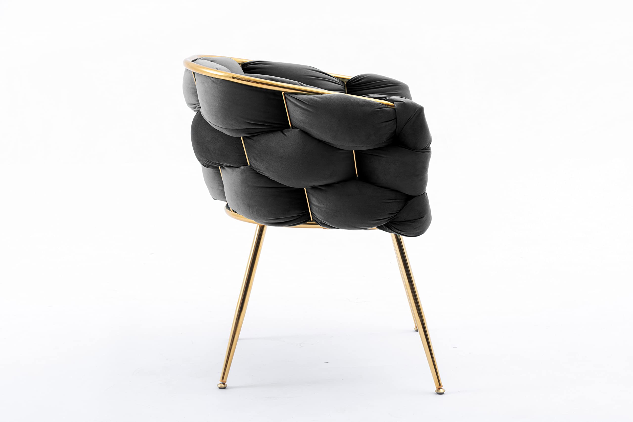 INMOZATA Velvet Chair Modern Dining Chair with Gold Legs, Upholstered Accent Chairs for Dining Room, Kitchen, Vanity, Living Room,Black
