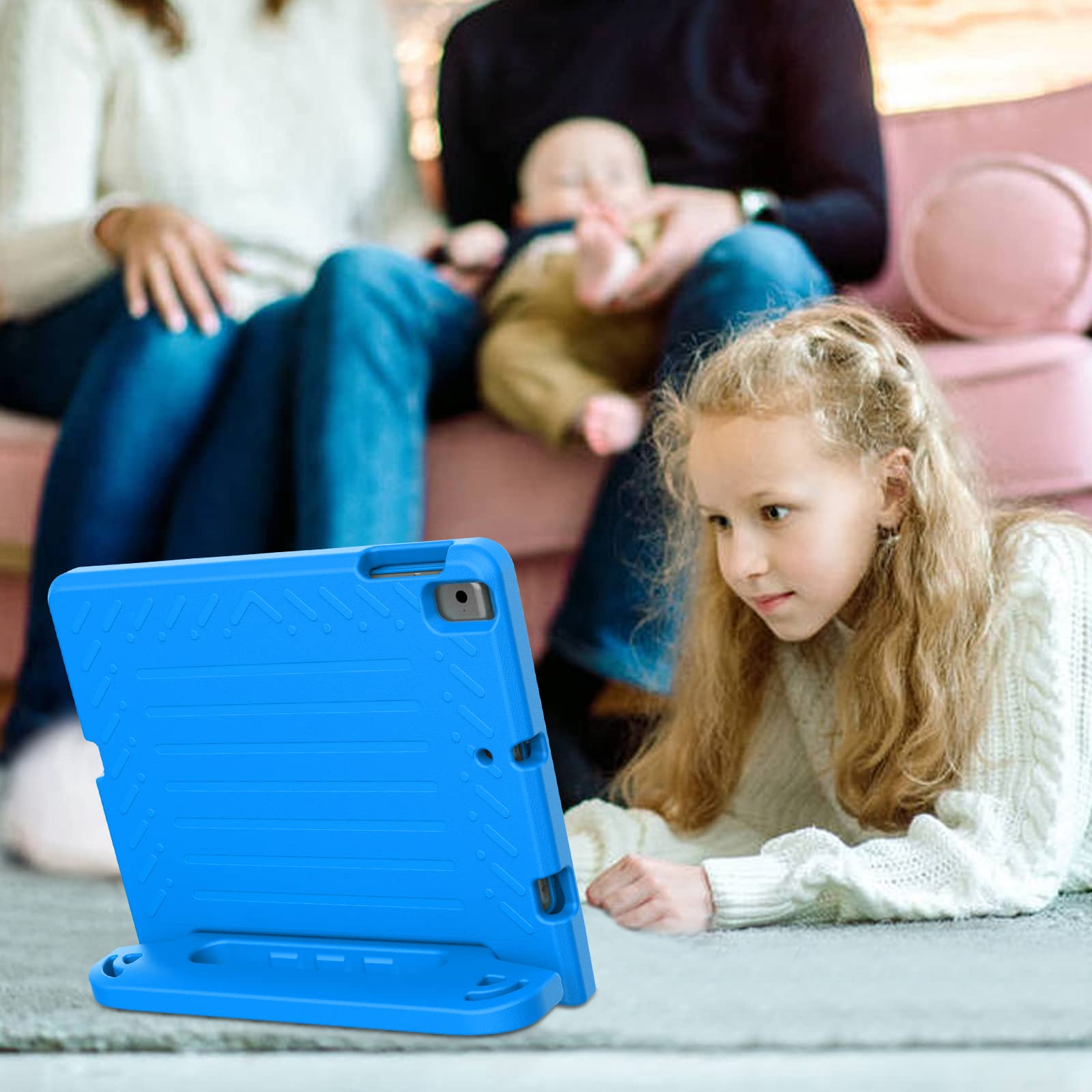 TIRIN 9.7-Inch Case, Kids Case for iPad 6th/5th Generation 2018/2017, iPad Air 1/2 & iPad Pro 9.7 Case with Built-in Screen Protector, Durable Shockproof Protective Cover with Convenient Handle, Blue