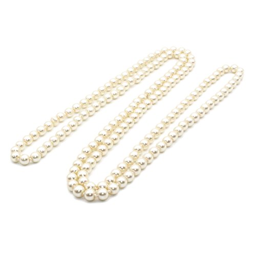JSEA Be 57'' Length 8mm Simulated Glass Pearl Long Necklace Multi Layer Statement Necklace Women