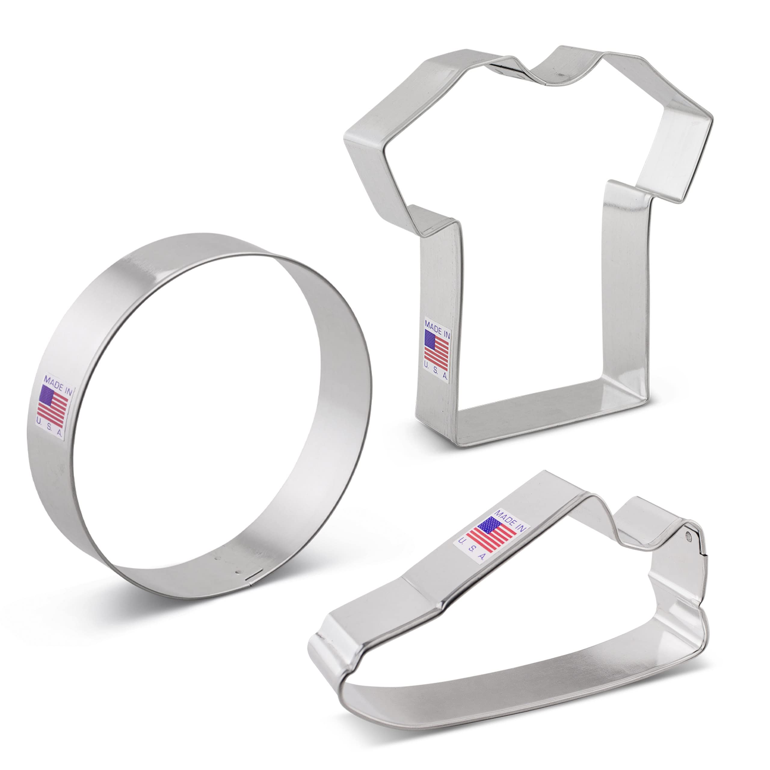 Soccer Cookie Cutters 3-Pc. Set Made in USA by Ann Clark, Soccer Ball, Cleat, Jersey