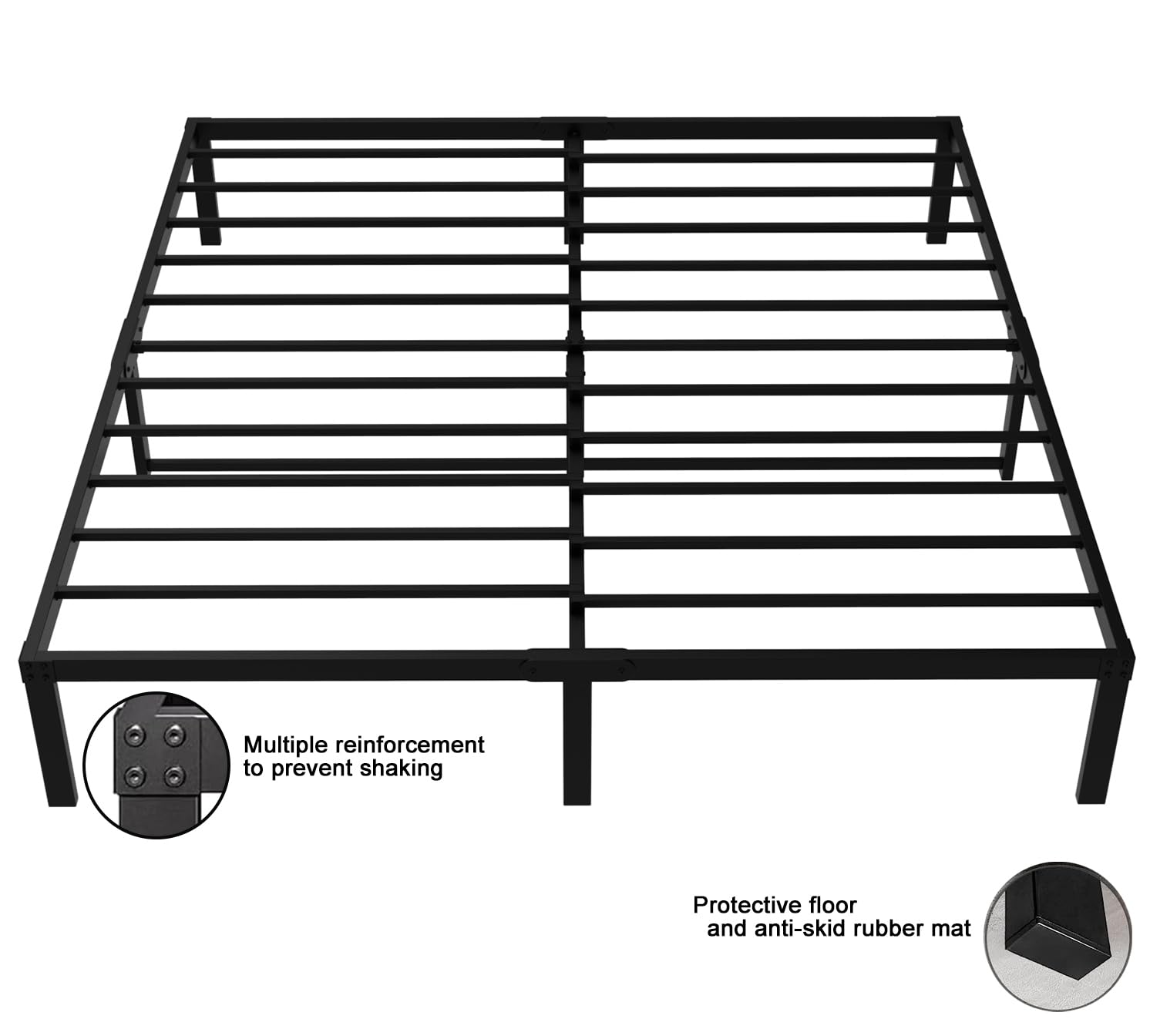 INNAPER 14/16/18 Inch High Metal Platform Bed Frame No Box Spring Needed, Heavy Duty Construction,Steel Slat Support,Easy Assembly, Noise Free (14 Inch, Full)