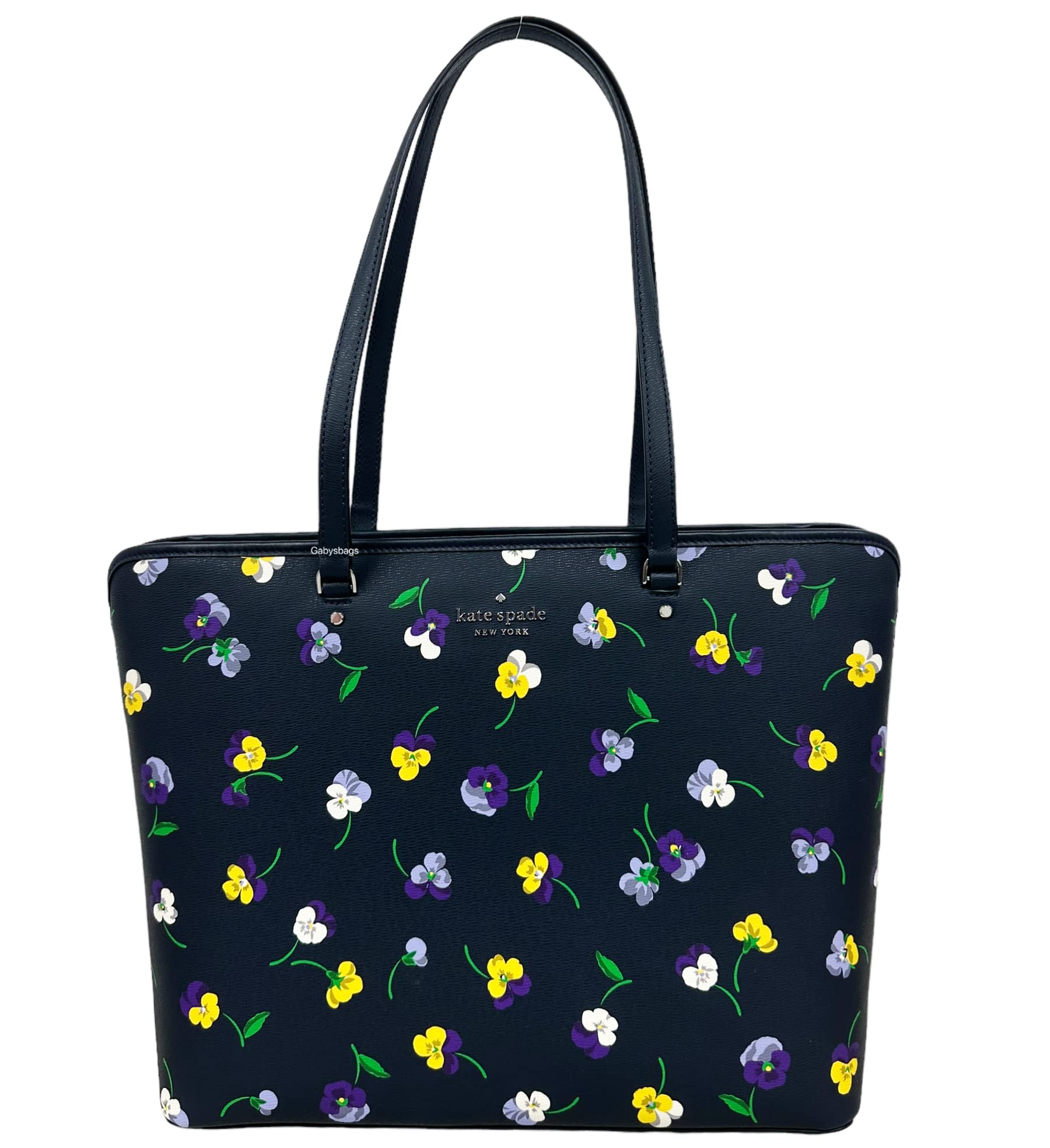 Kate Spade Perfect Large Top Zip Tote Bag Blazer Blue Pansy Toss Dahlia Floral