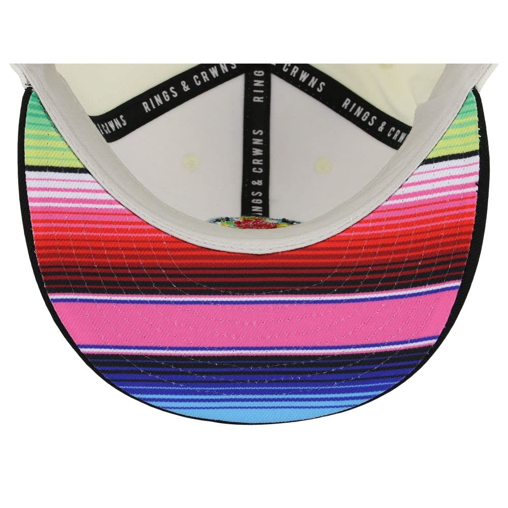 Rings & Crwns Sugar Skull Adjustable Snapback Cap Ivory/Pink