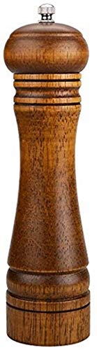 Refillable Wooden Pepper Mill - Big Solid Oaken Wood Gourmet Professional Mills Shaker with Strong Non-corrosive Adjustable Ceramic Grinder Mechanism - Fine to Coarse - 8 in