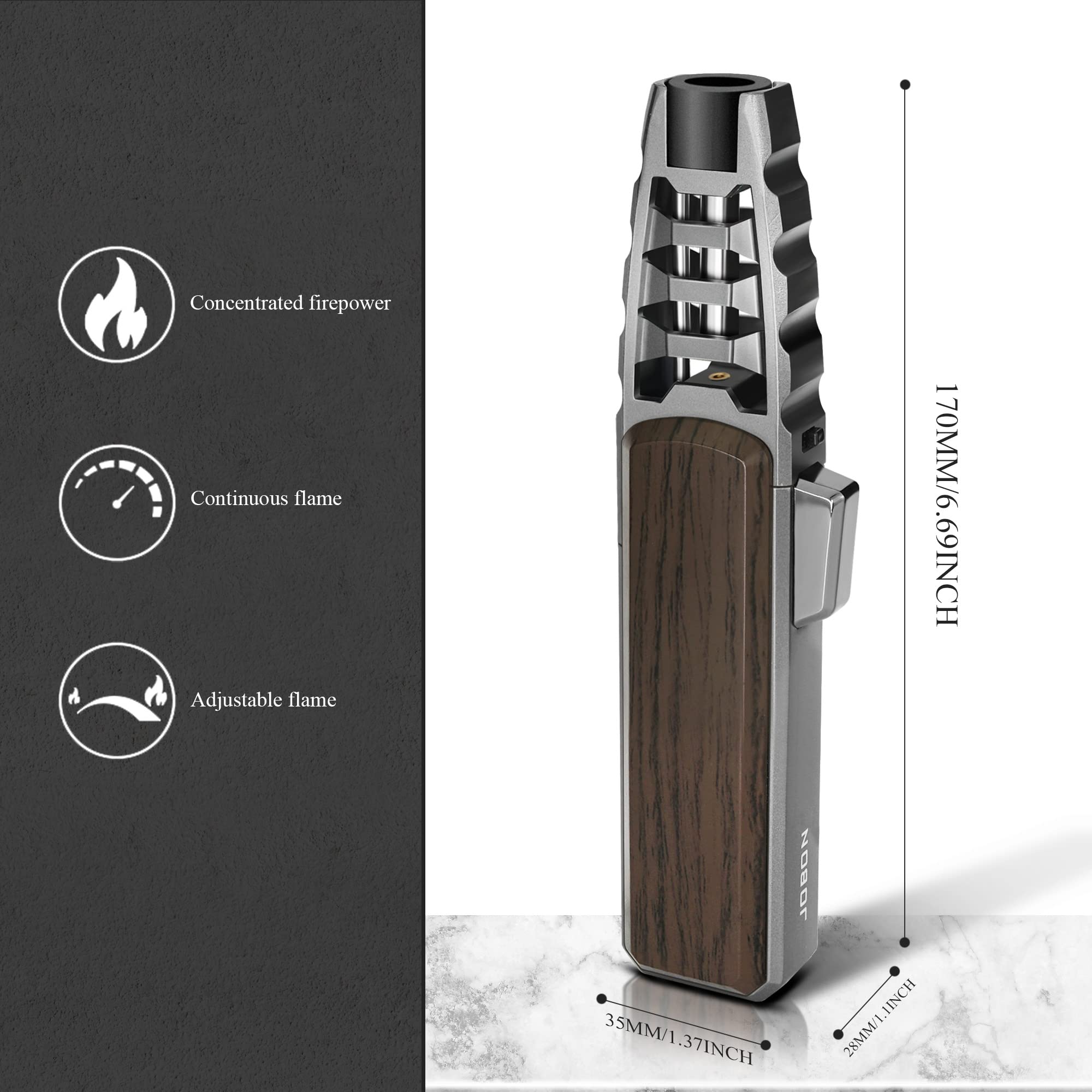 SAMNIU FireSaber Kitchen Solar Torch Butane Lighter, with safety lock, refillable & fits all gas tank, Adjustable Flame for Desserts, caramel pudding, grill, BBQ, Father's Day gift for men dad