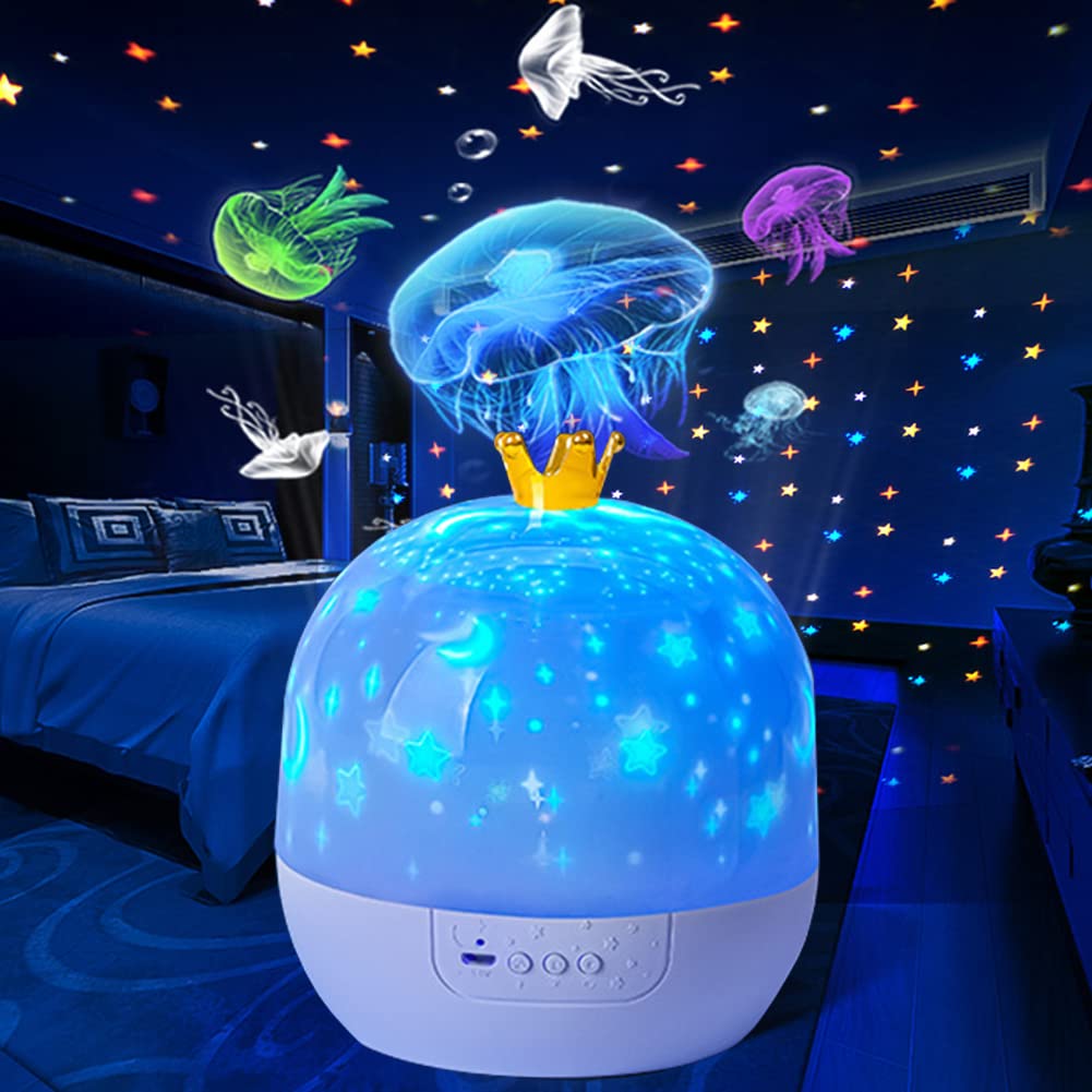 Star Projector Night Light for Kids, 2 in 1 Projector and Night Light for Kids Room,360° Rotation Ocean Galaxy Projector for Children Baby Nursery Toys Birthday (6 Films