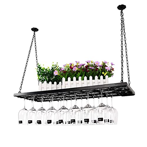 LAJUU Wine Racks,Ceiling Industrial Hanging Wine Glass Racks Stemware Holder Adjustable Height Decoration Shelf