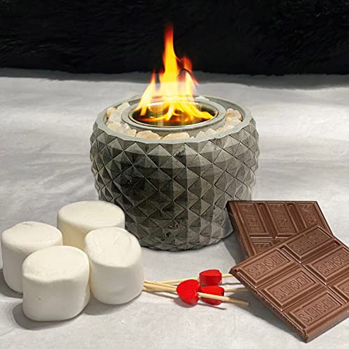 Tabletop Fire Pit Indoor,Tabletop Fireplace Concrete, Pineapple Shape Small Fire Bowl, Portable Tabletop Fire Pit (Grey)