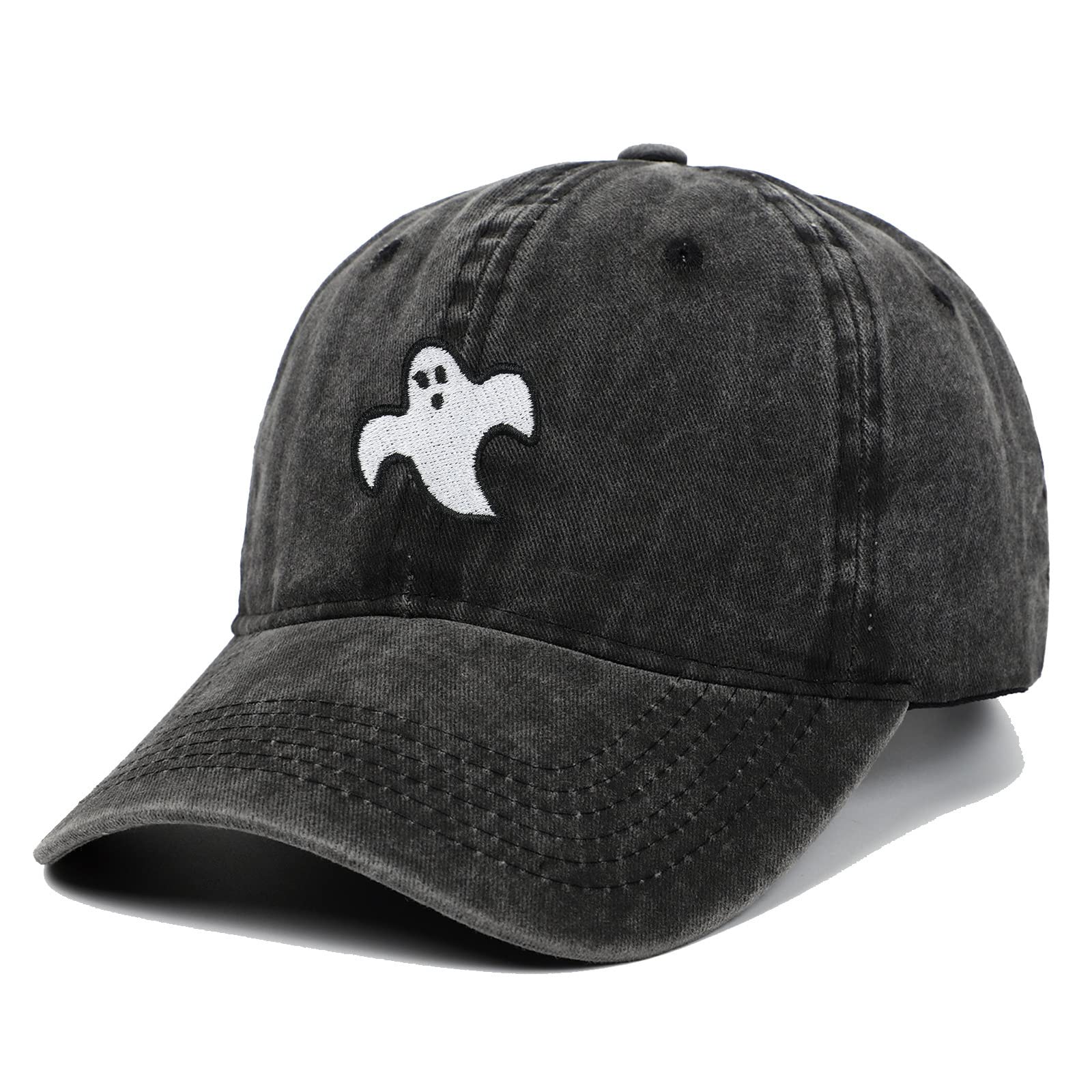 RNFENQS Funny Halloween Boo Baseball Cap Embroidered Ghost Dad Hat for Men Women Black