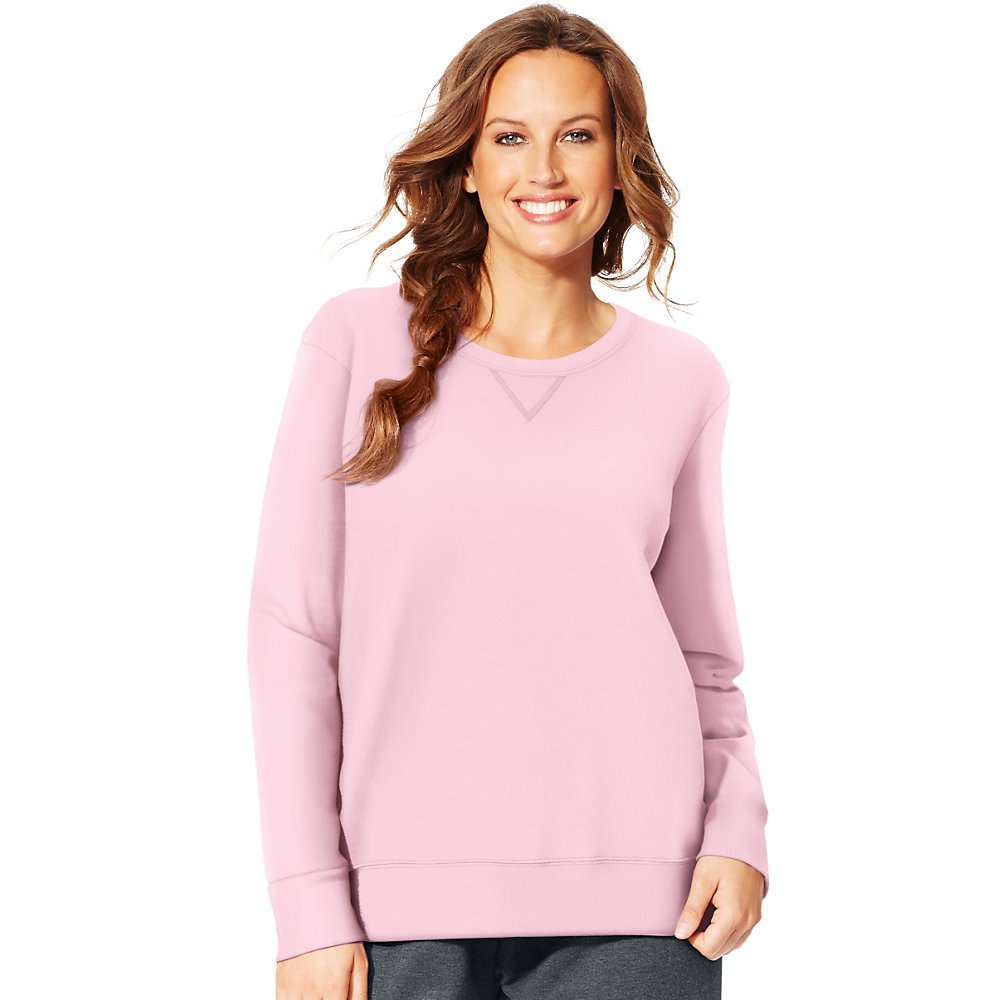 Just My Size Women's Plus-Size EcoSmart Sweatshirt with V-Notch, Pale Pink, 3X