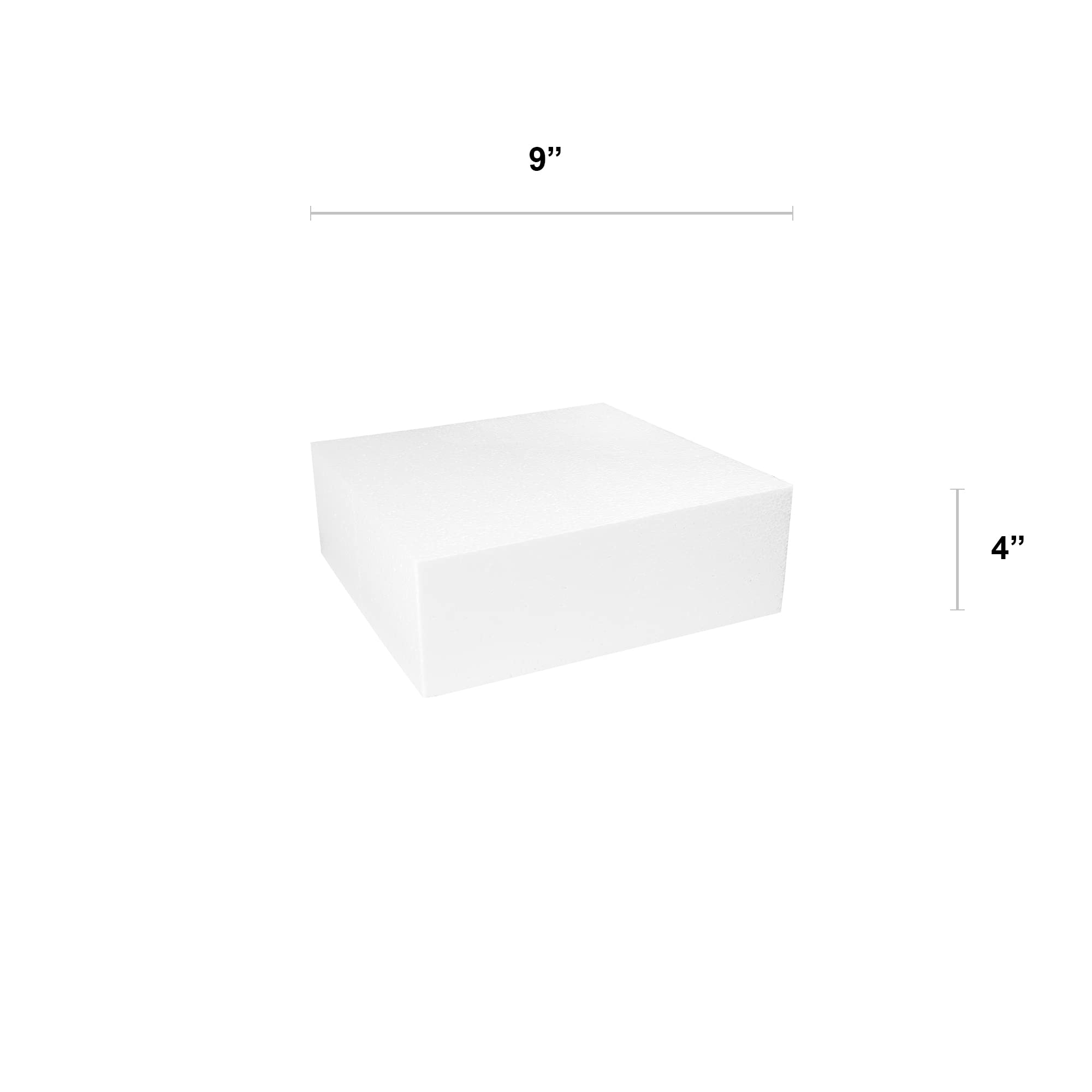 O'Creme Polystyrene Dummy Cake Decorating Display for Baked Goods Bakery Supplies Square Shape (4βH x 9β)