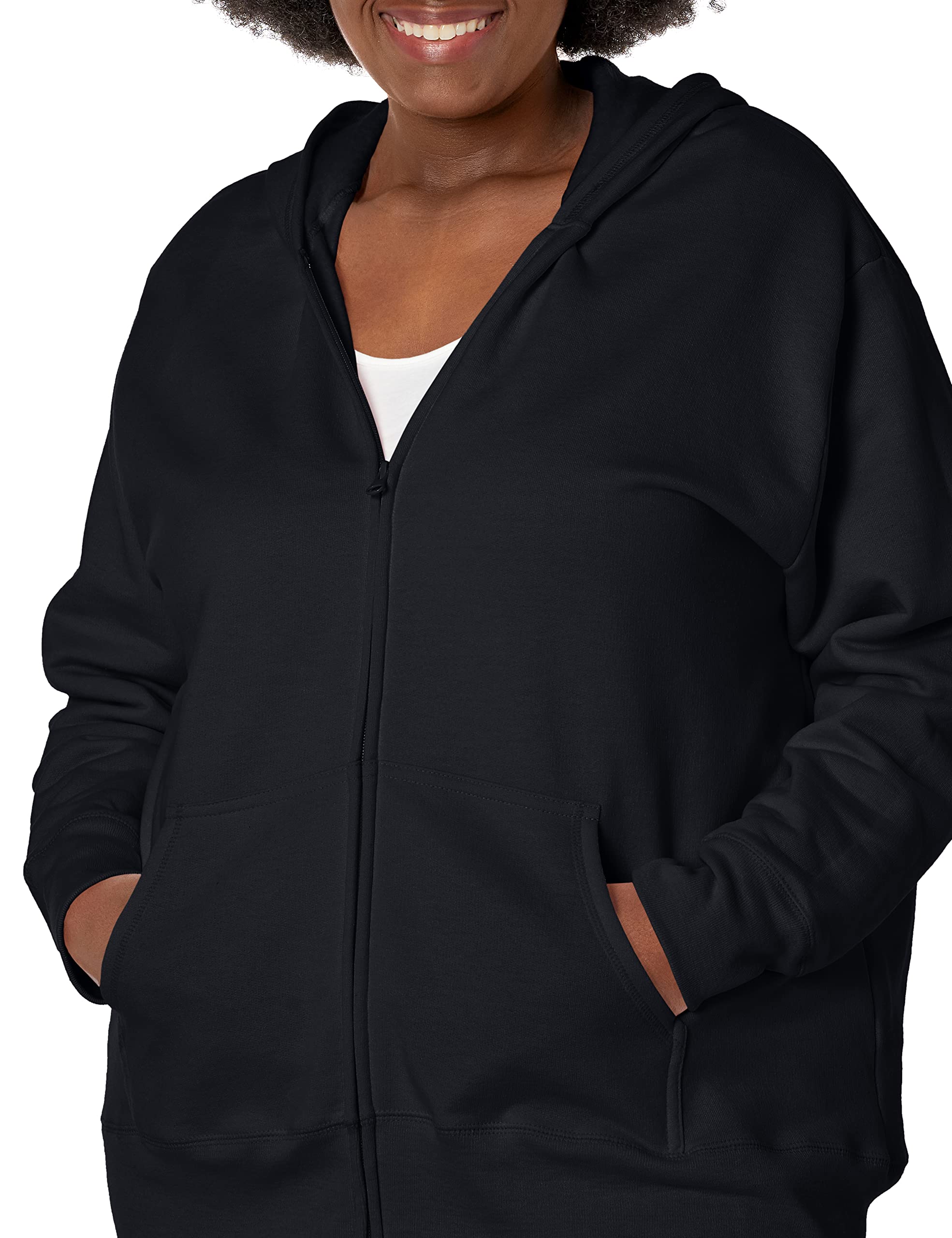 JUST MY SIZE womens Comfortsoft Ecosmart Fleece Full-zip Women's athletic hoodies, Ebony, 3X US