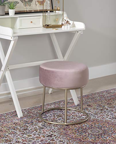 Linon Pink and Gold Vanity and Accent Dalilah Stool