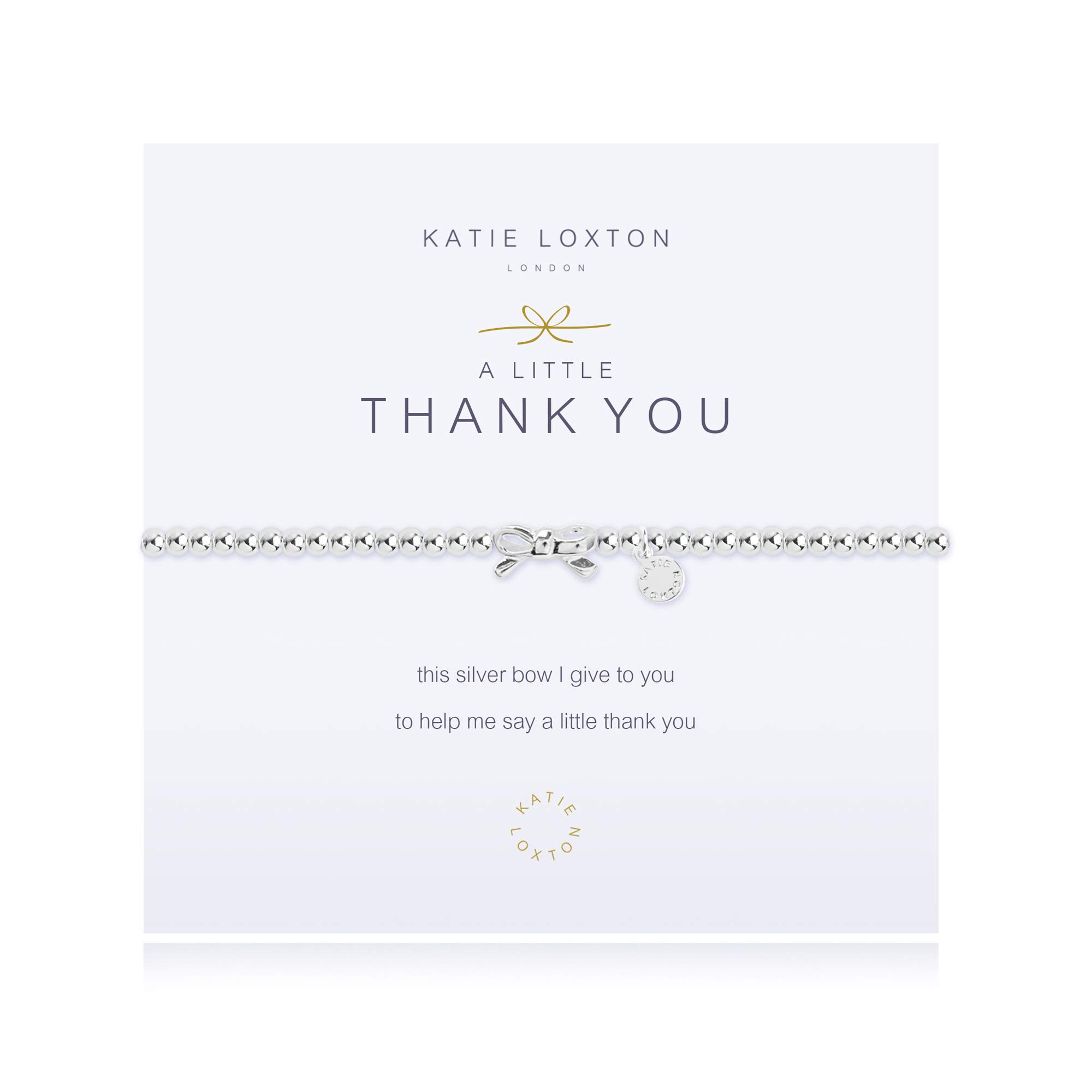 KATIE LOXTON A Little Thank You Bow Silver Women's Stretch Adjustable Charm Bangle Bracelet