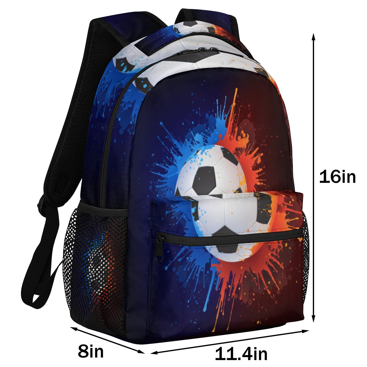 Lakiniss Soccer Ball Backpack Multiple Pockets Personalized Bag Backpack with Laptop Compartment Waterproof Durable Lightweight Packable Travel Backpack 11.4 * 8 * 16 Inches