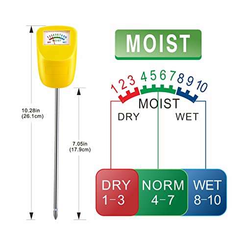 TFTEK Soil moisture meter, plant hygrometer, water monitor tester, for garden, flower pots, lawn,2 Pack