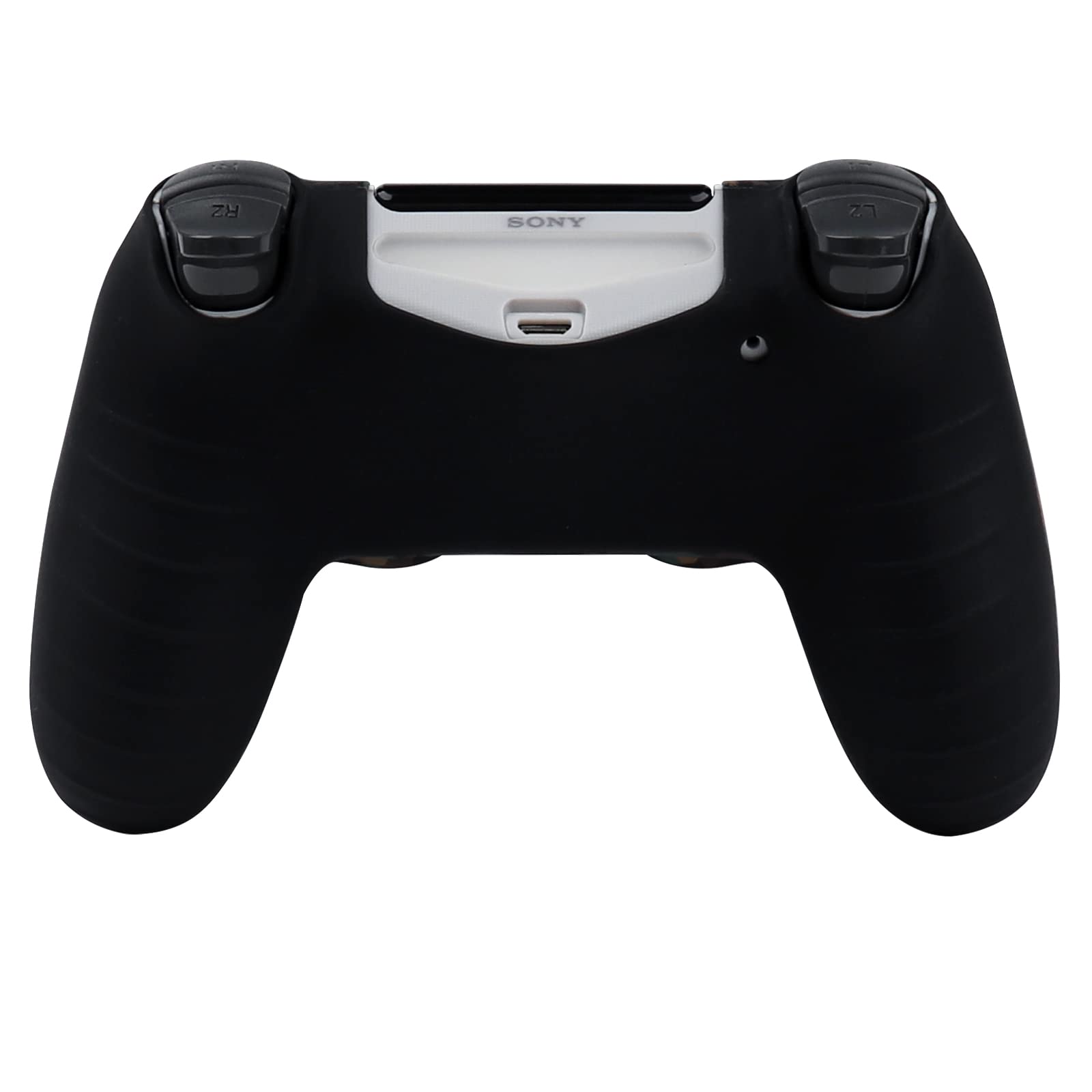 RALAN Anti-Slip Controller Skin for PS4,Silicone Cover Compatible for PS4 /PS4 Slim/PS4 Pro Controller (Black Pro Thumb Grip x 8,Cat + Skull Cap Cover Grip x 2)