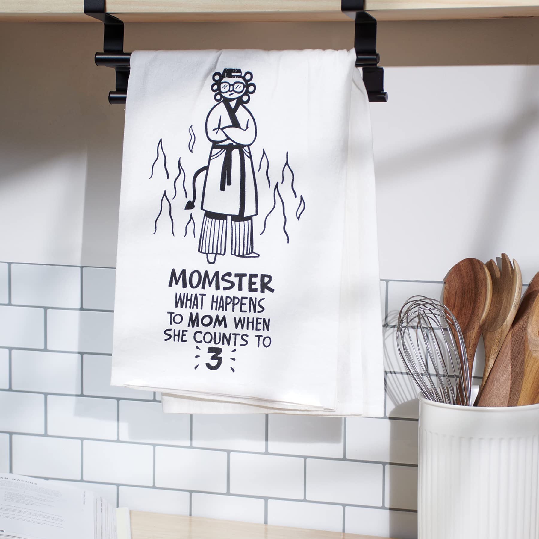 Primitives by Kathy Momster What Happens to Mom When She Counts to 3 Kitchen Towel