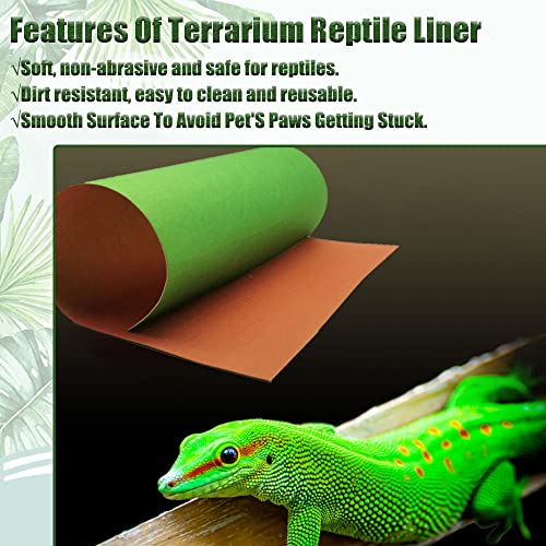 Tfwadmx 2 Pack Reversible Reptile Carpet, 39ββ x 20ββ Terrarium Bedding Substrate Liner Lizard Soft Mats Reptile Cage Mat Supplies and Tongs for Bearded Dragon Tortoise Leopard Gecko Snake