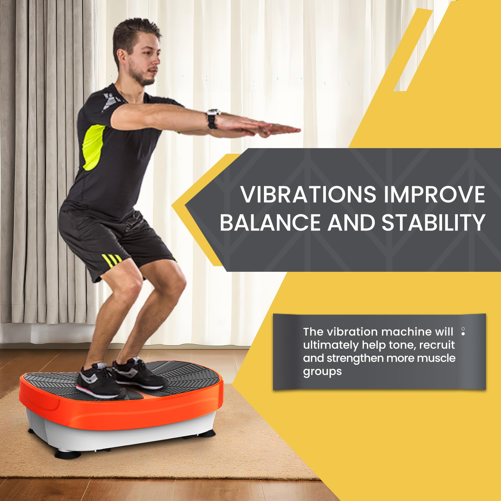JUFIT Fitness Vibration Plate Exercise Equipment Whole Body Shape Exercise Machine Vibration Platform Fit Massage Workout Trainer,Max User Weight 330lbs