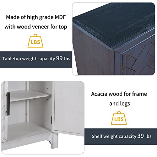 XD Designs Wood Console Table Sofa with 2 Adjustable Shelf, Modern Sideboard Buffet Storage Cabinet, Accent Cabinet for Entryway/Kitchen Dining Room/Living Room (Antique Blue-A) Blue-5)